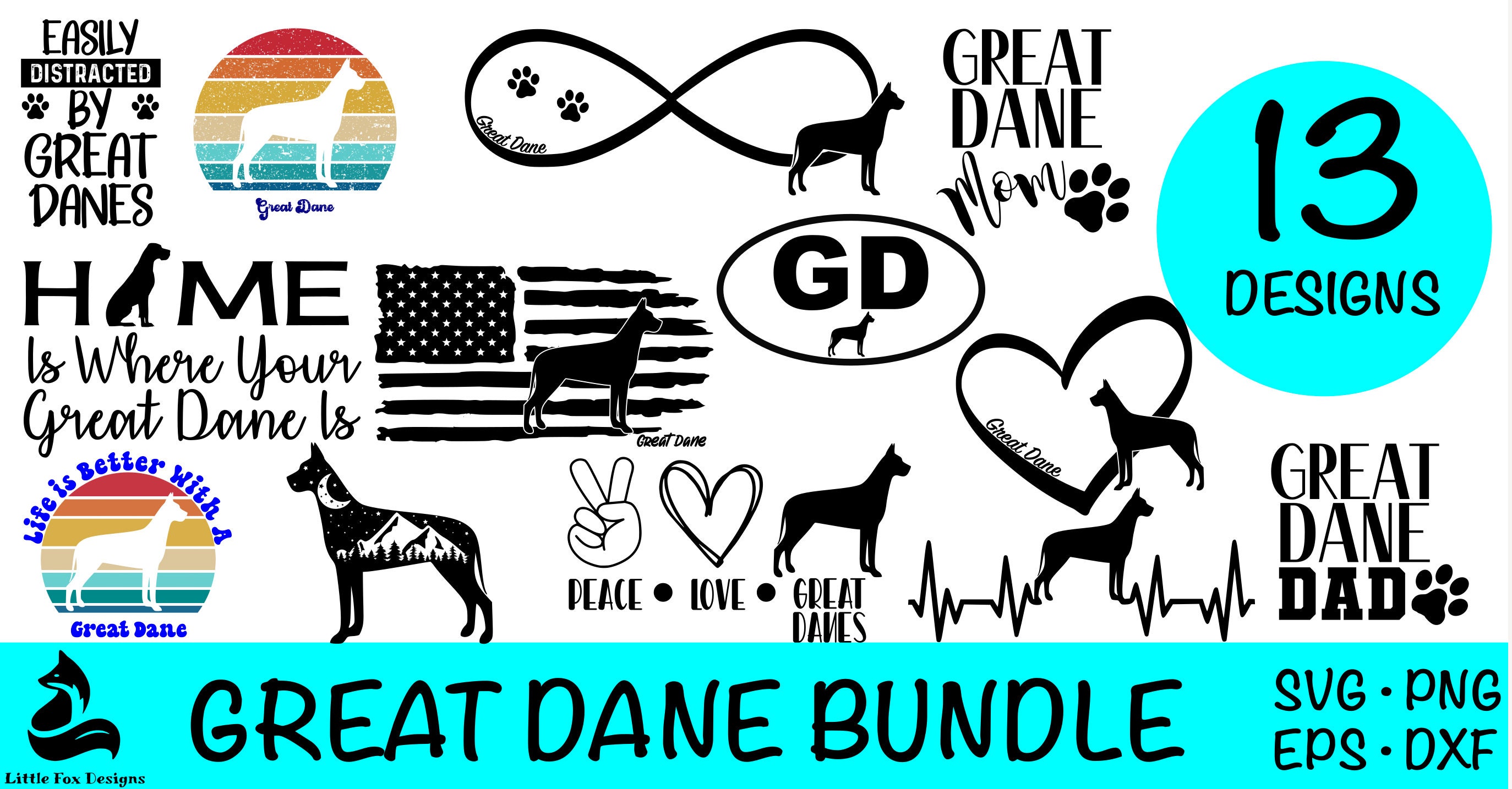 13 Great Dane Images SVG Bundle / Dane Clipart/ Cut File/ Cricut ...