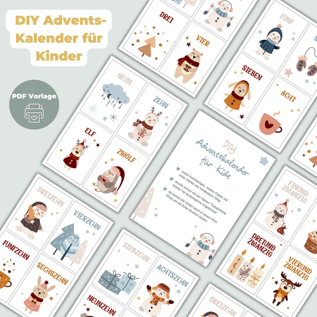 PDF Advent Calendar for Children to Print Out DIY Calendar Make and ...