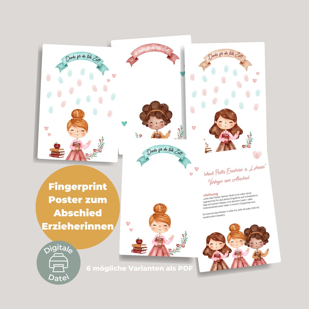 PDF Farewell Gift for Kindergarten Teacher Fingerprint Poster for ...