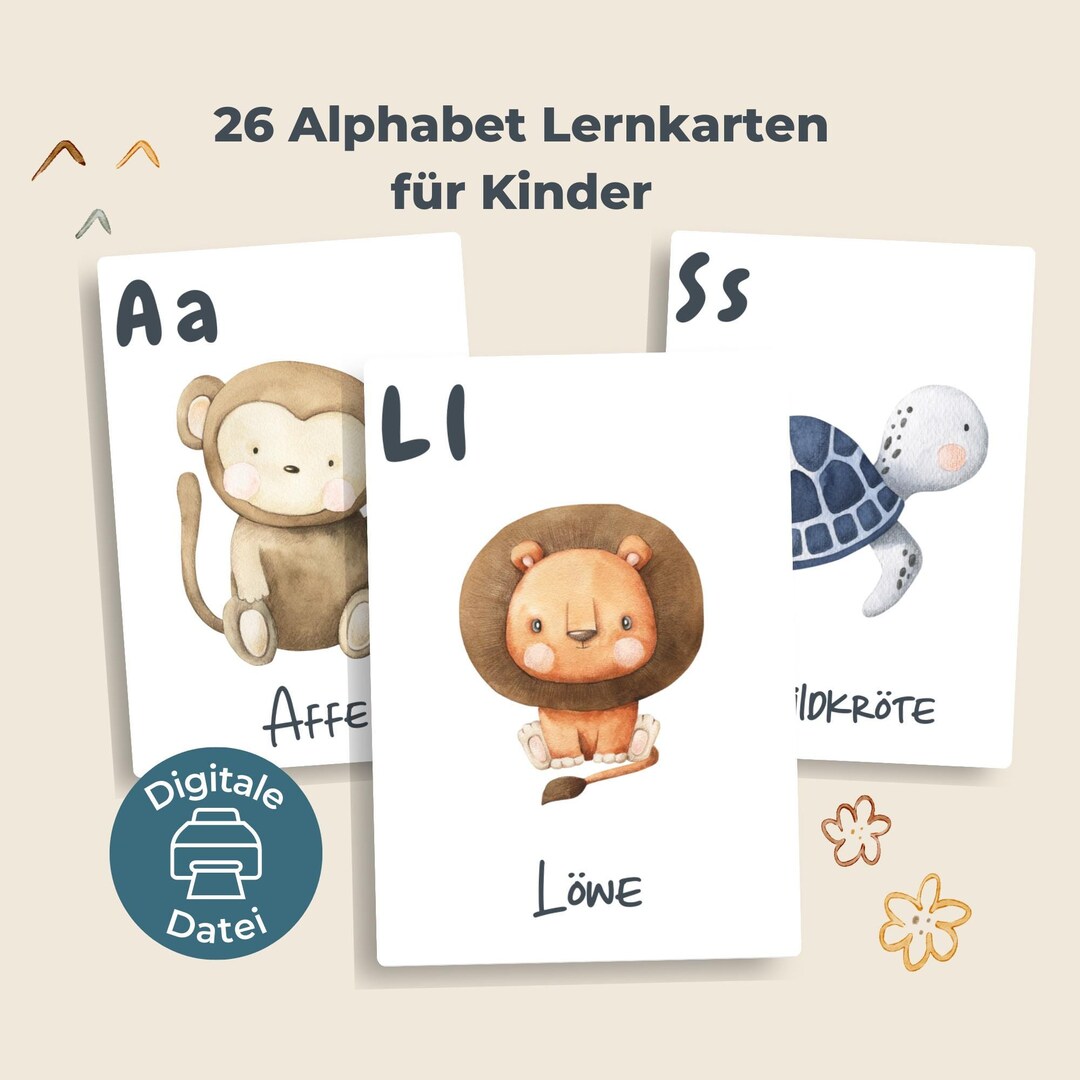 PDF Alphabet Flashcards animals to Print Montessori Letter Cards ...