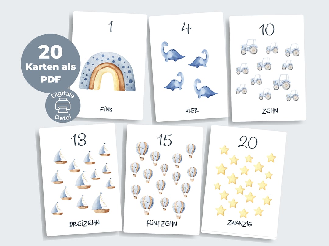 PDF Numbers Cards 1-20 Preschool Learning Numbers for Kids - Etsy