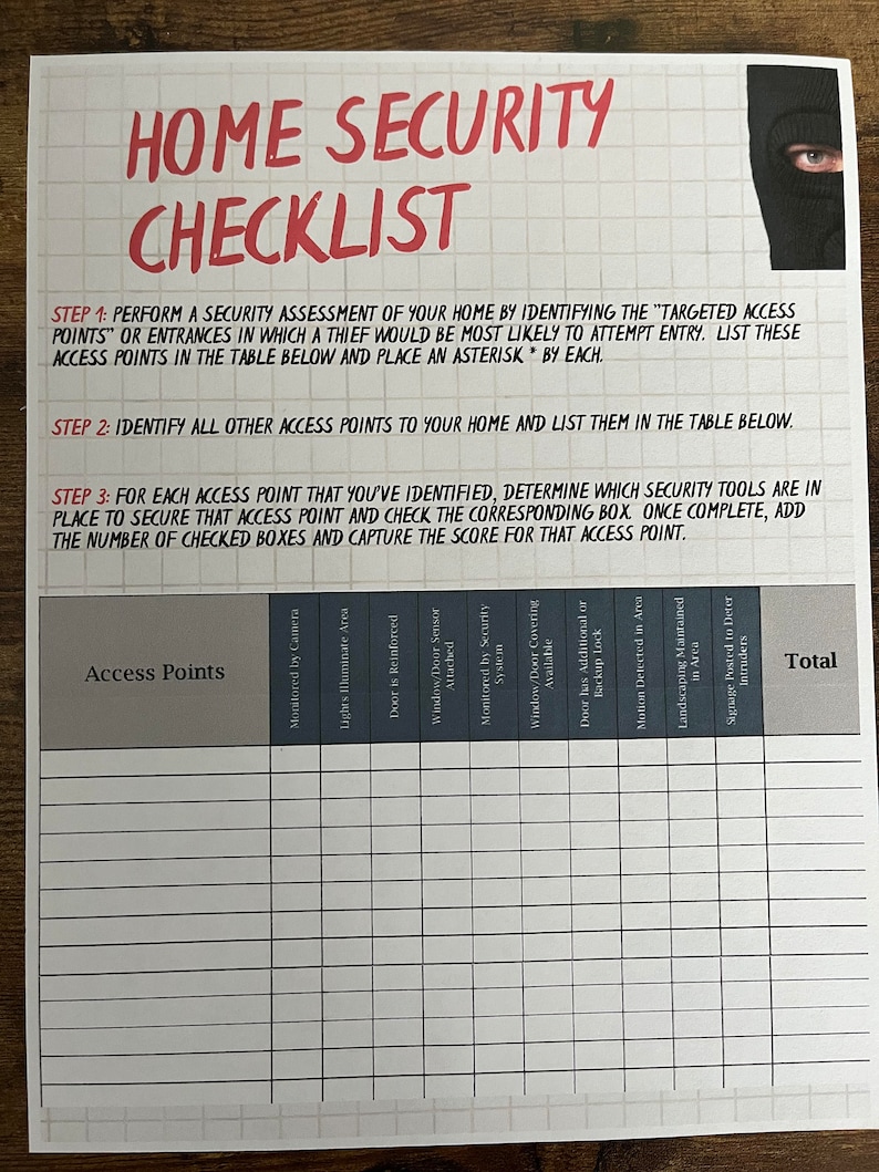 Home Security Checklist - Etsy