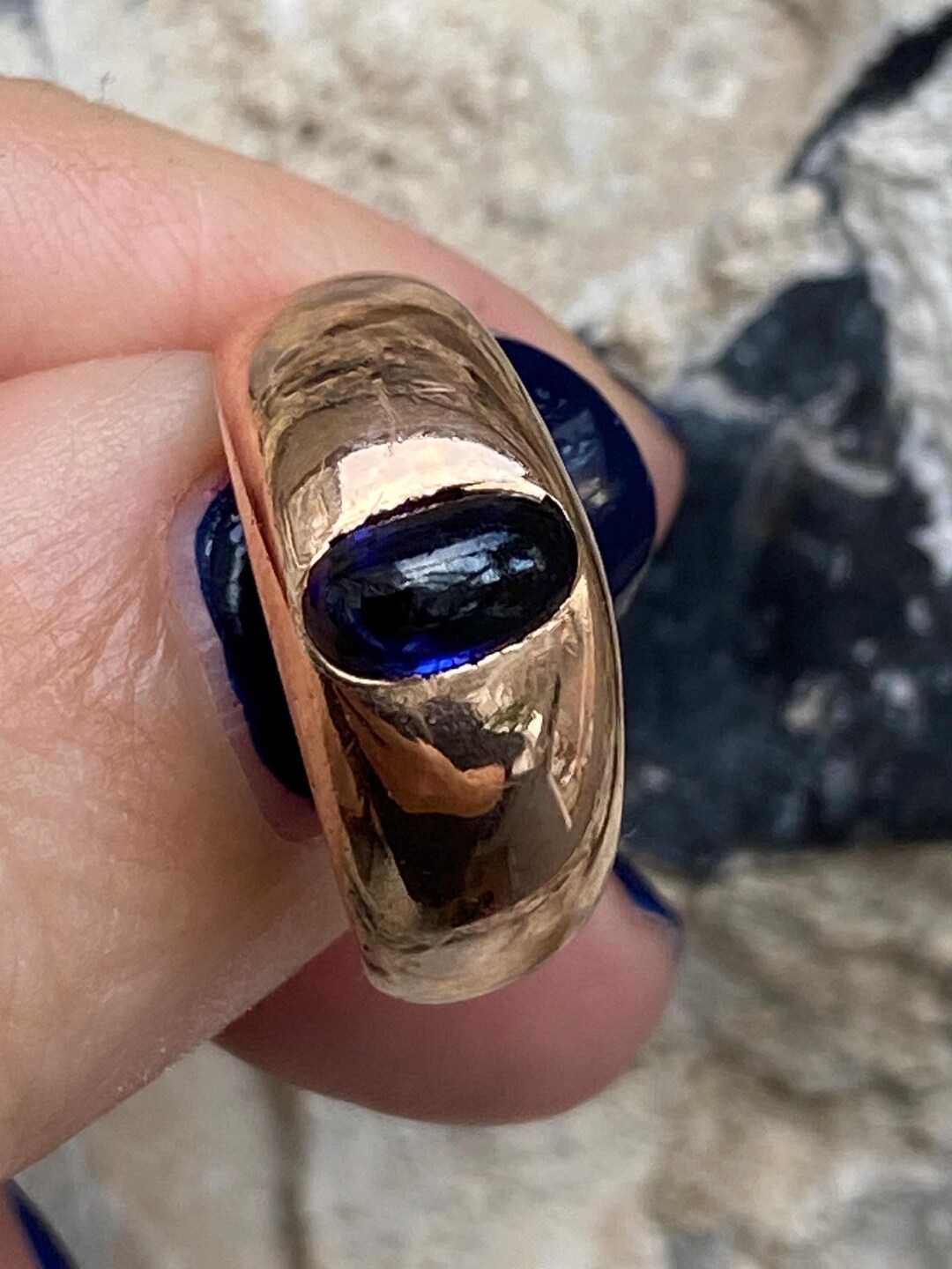 Antique Victorian 15ct Warm Rosey Gold Sapphire Gypsy Ring - Etsy
