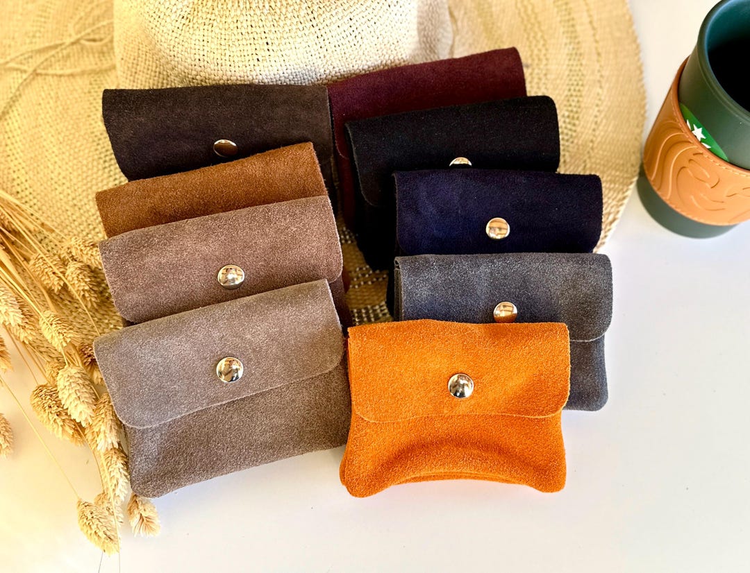 Suede Velour Leather Mini Wallets Mini Purses for Women Handmade With ...