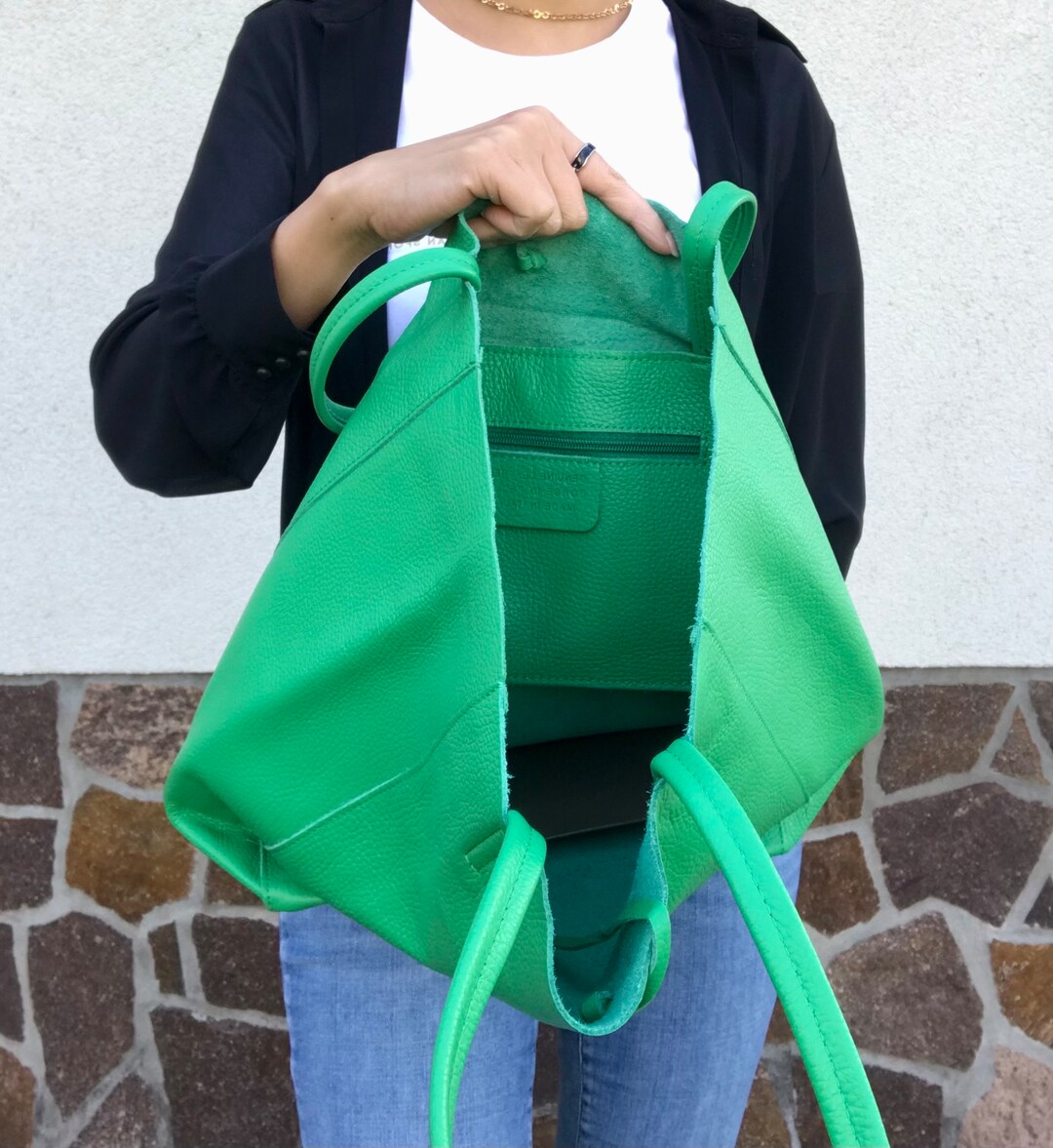 Genuine Leather Bag Large Pouch Bag Ladies Bag Nappa Leather Shopping ...