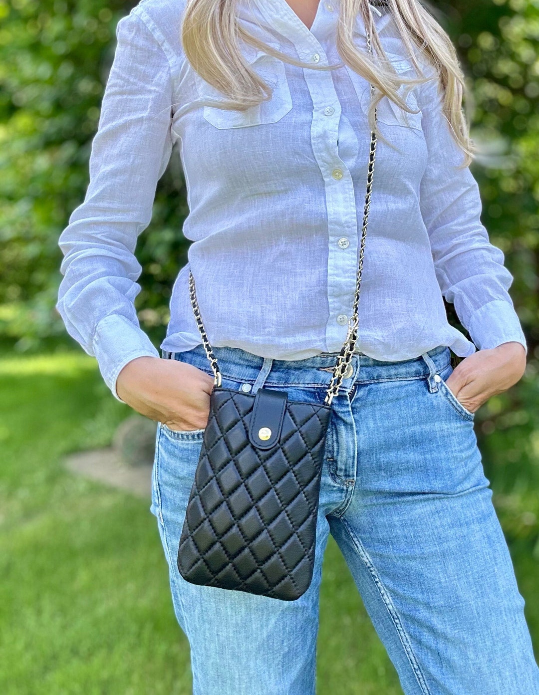 Quilted Cell Phone Case Genuine Leather Cell Phone Case for Cape ...