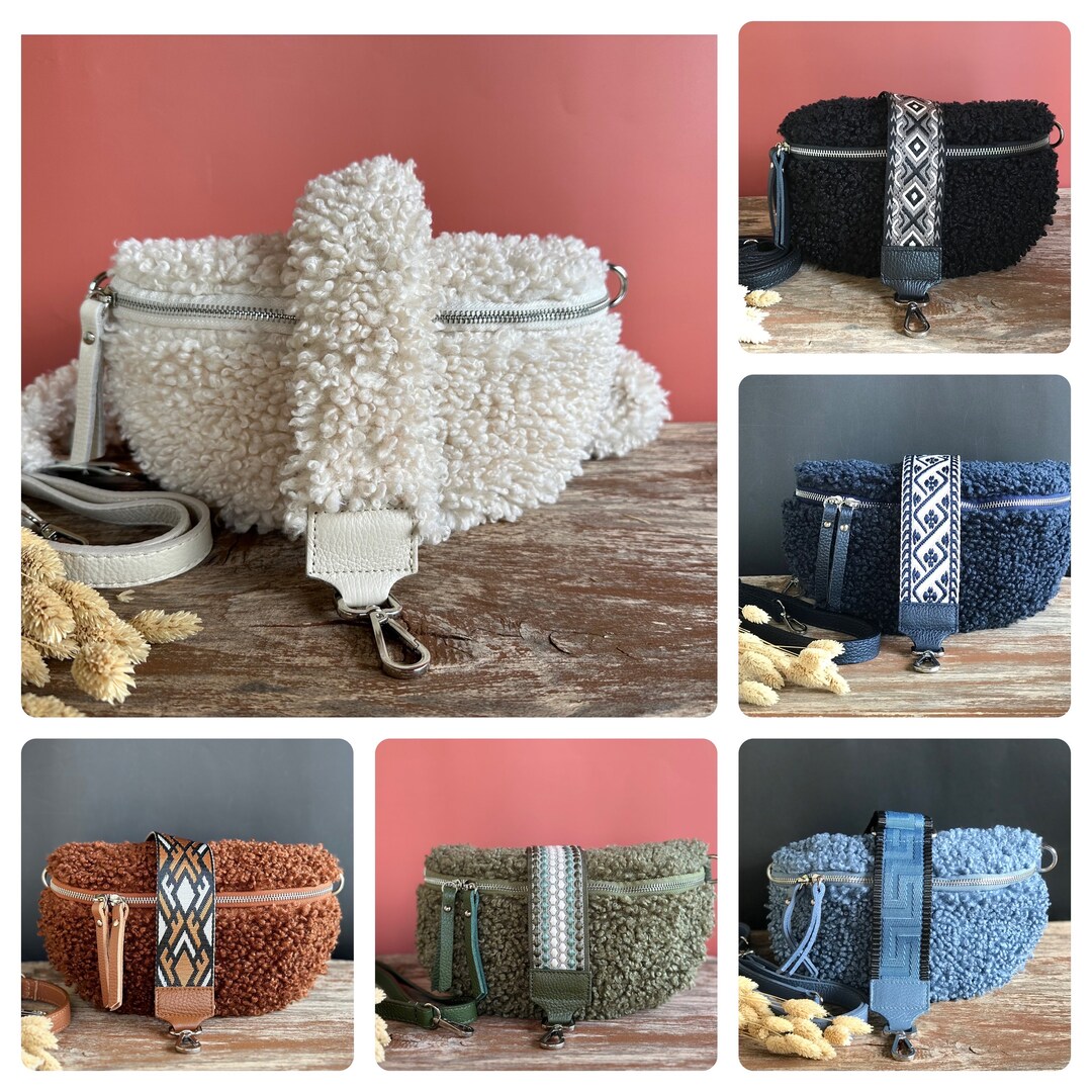 Italy Teddy Fur Plush Fanny Pack Belt Bag Crossbody Shoulder Bag Bag ...