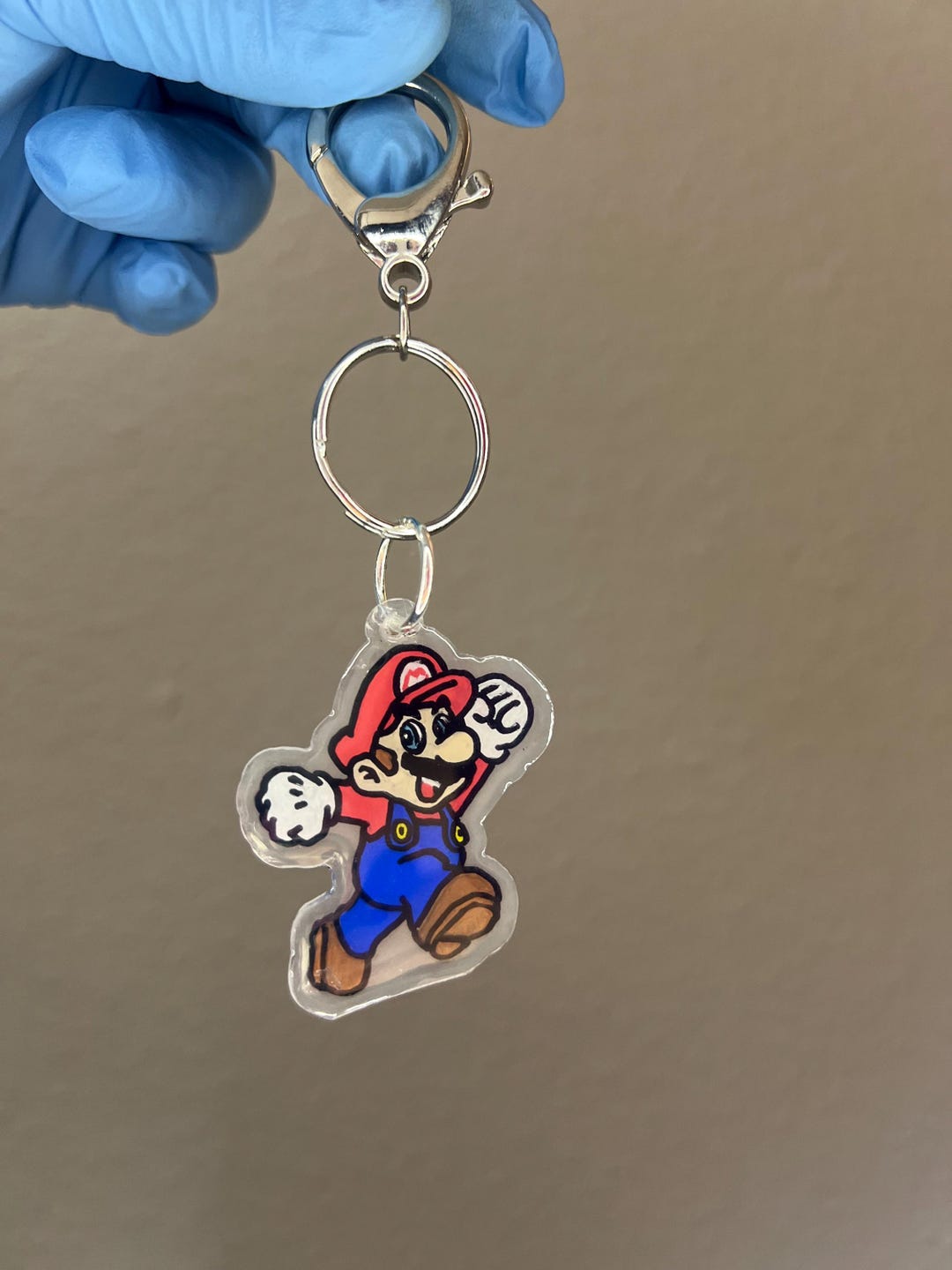 Mario Keychain- Hand Drawn Keychain - Etsy