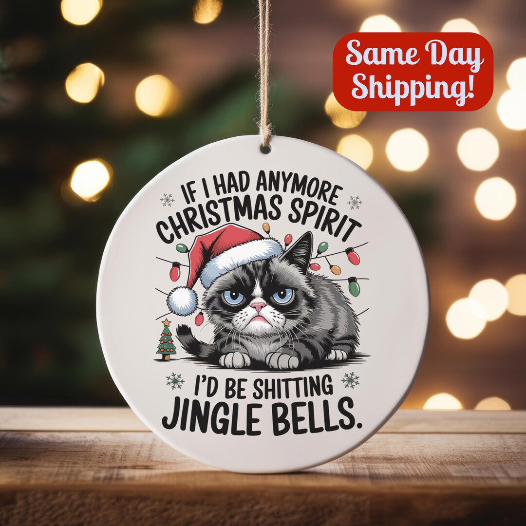Funny Grumpy Cat Christmas Ornament: White Elephant Gift, Christmas ...