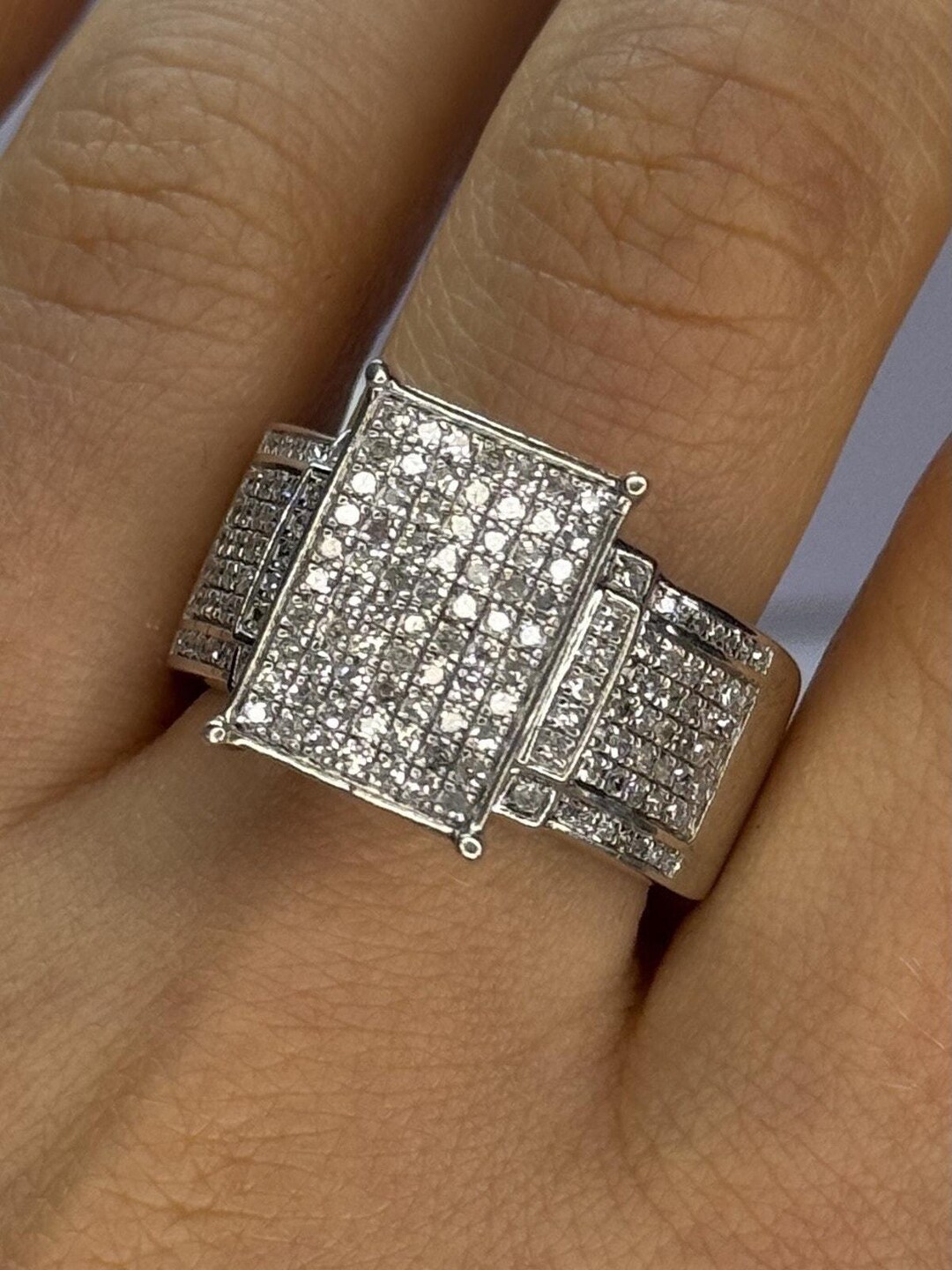 925 Sterling Silver Diamonds Ring Size 10.5 - Etsy
