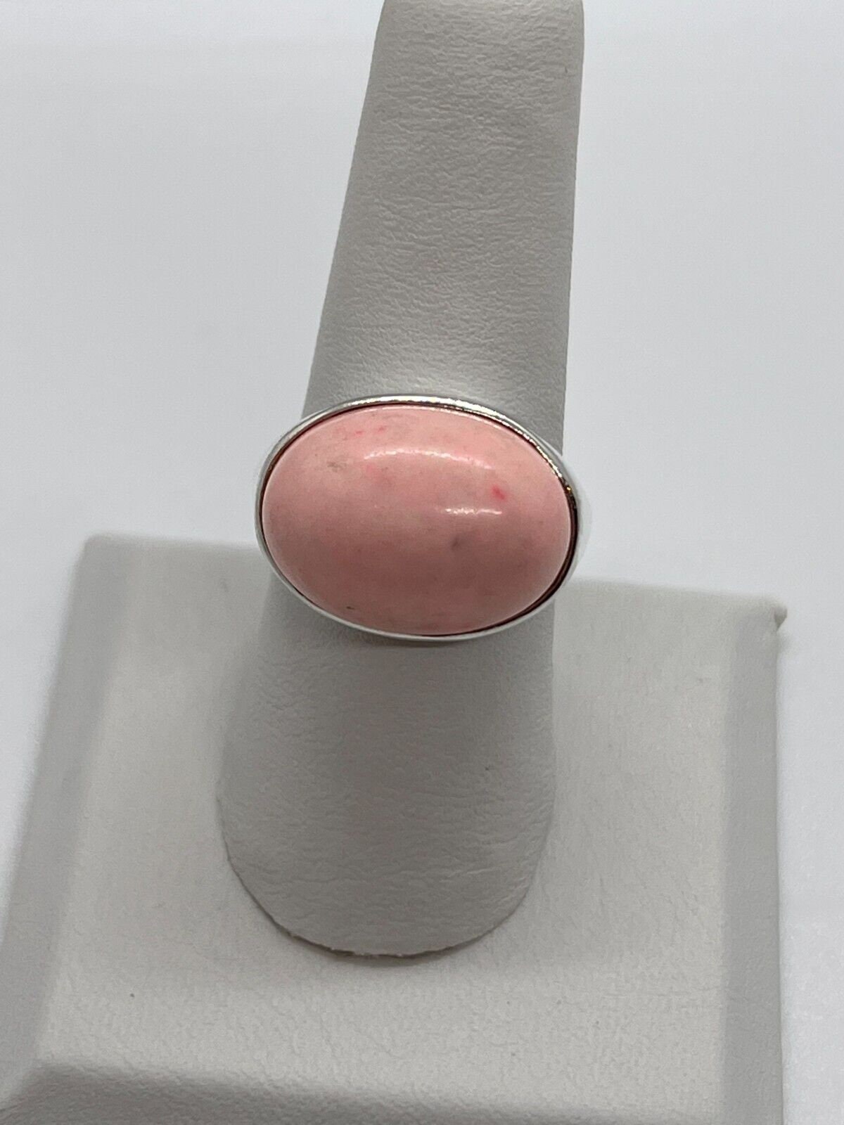 925 Sterling Silver & Pink Agate Ring Size 7.5 - Etsy