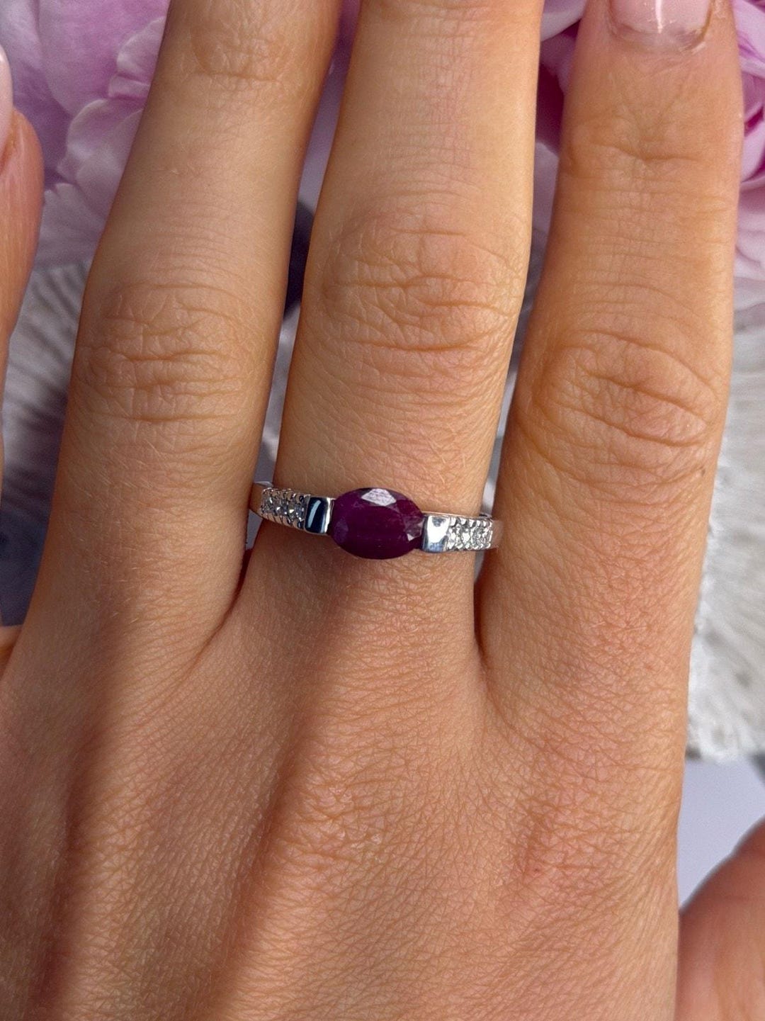925 Sterling Silver Ruby & Beryl Ring Size 9 - Etsy
