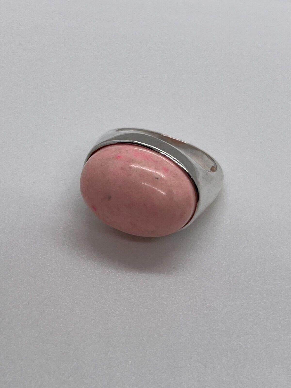 925 Sterling Silver & Pink Agate Ring Size 7.5 - Etsy