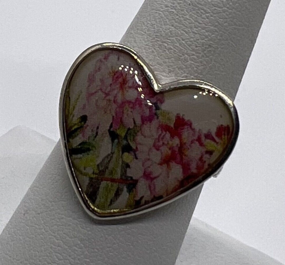 925 Sterling Silver Art Print Under Glass Cover Ring Size 8.5 - Etsy