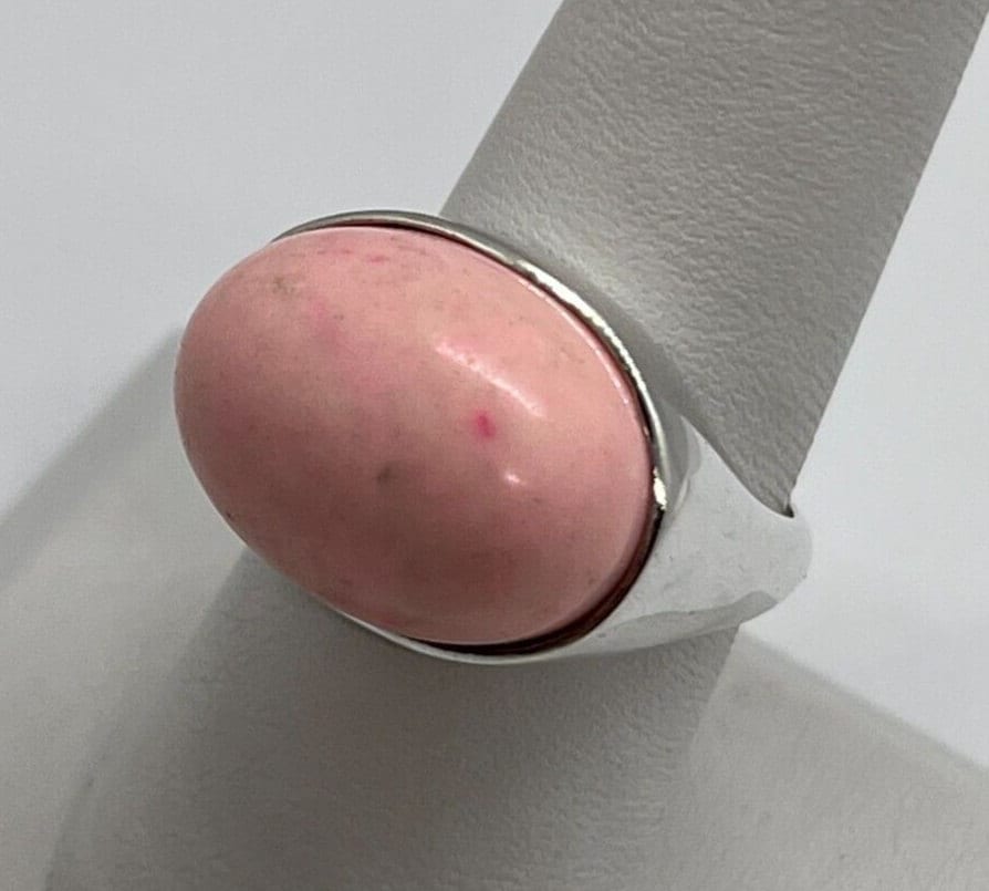 925 Sterling Silver & Pink Agate Ring Size 7.5 - Etsy