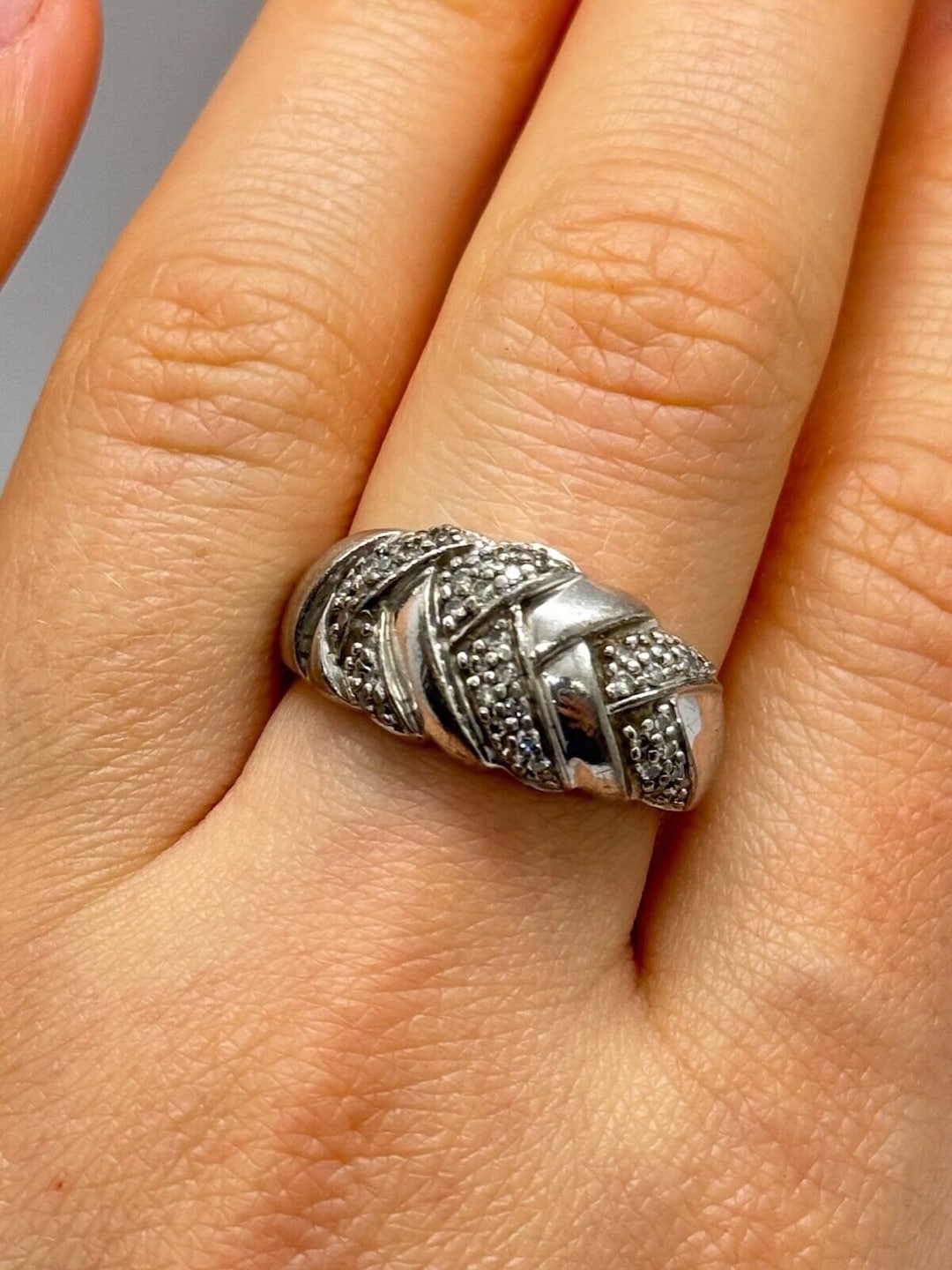 925 Sterling Silver Diamonds Ring Size 8 - Etsy