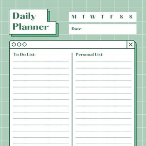 Green Daily Planner - Etsy