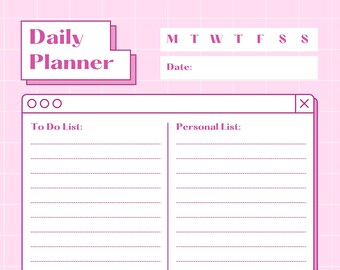 Pink Daily Schedule Planner: Printable PDF & PNG (digital Download) - Etsy