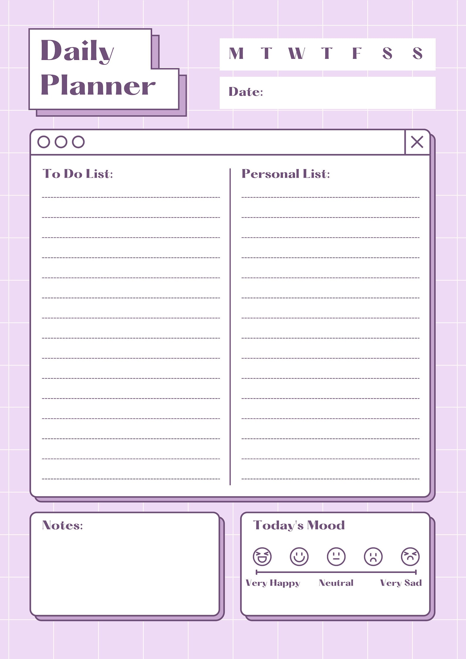 Purple Daily Planner - Etsy