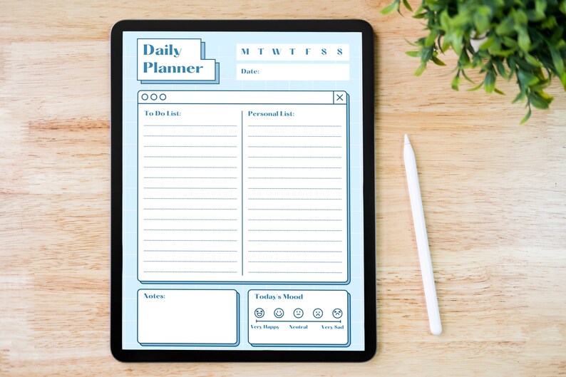 Blue Daily Planner - Etsy