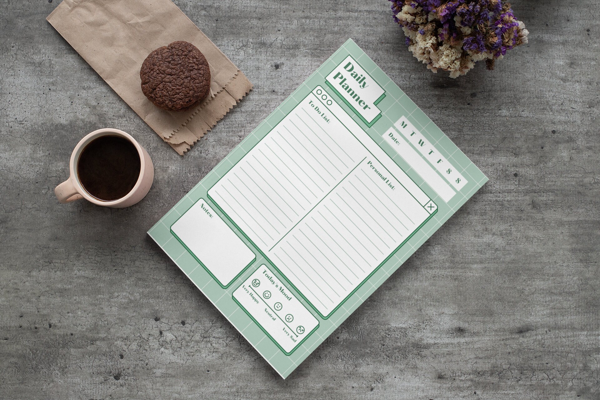 Green Daily Planner - Etsy
