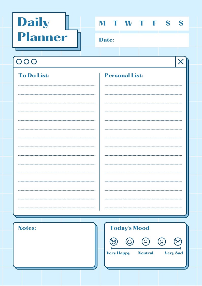 Blue Daily Planner - Etsy