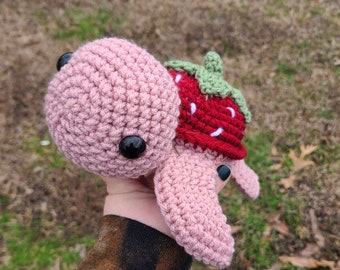 Little Cute Strawberry Turtle Plush Mini Sea Turtle With - Etsy