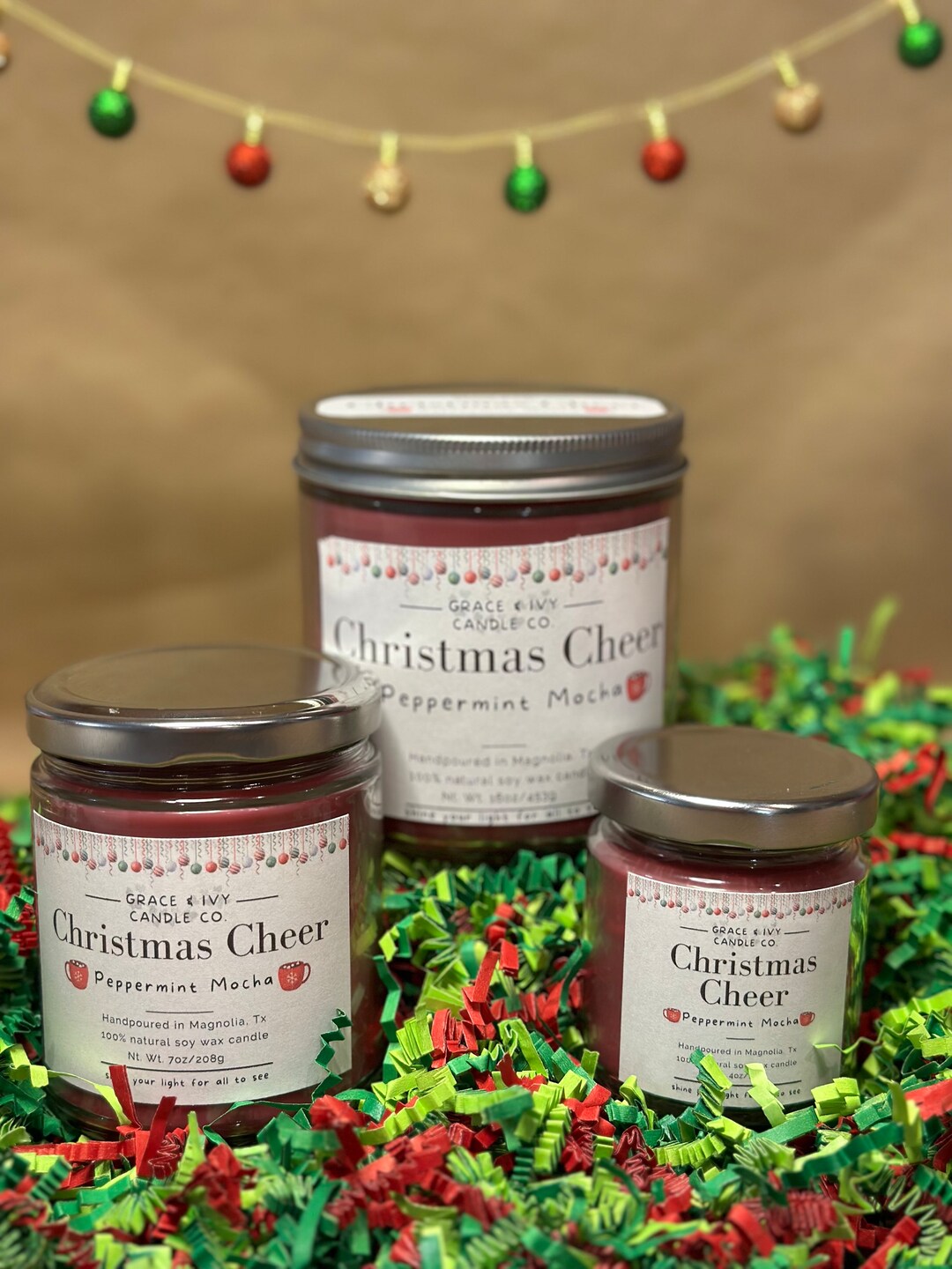 Christmas Natural Soy Candle Holiday Scent Candy Cane Scent - Etsy