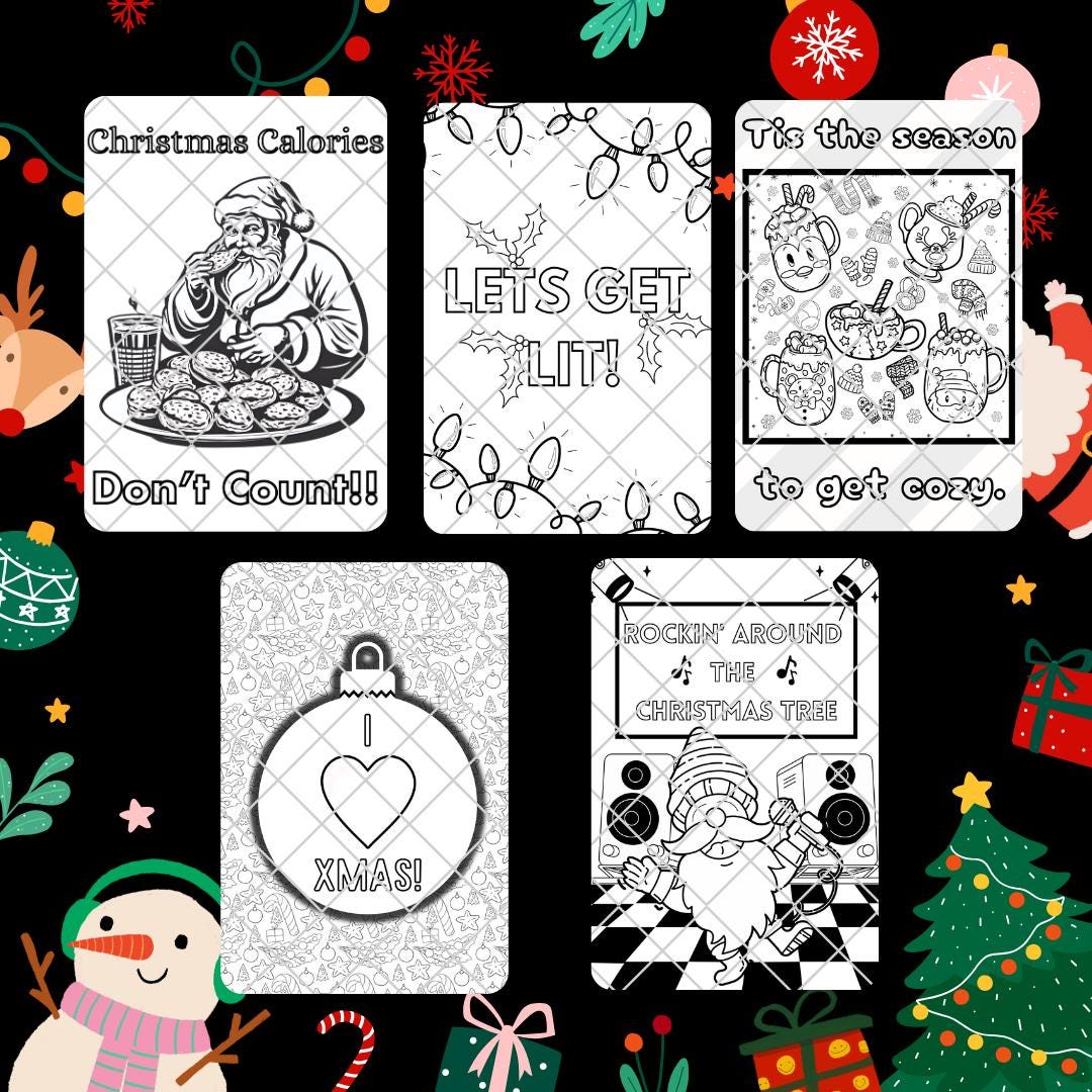 Christmas Colouring Printables, Colouring Pages - Etsy