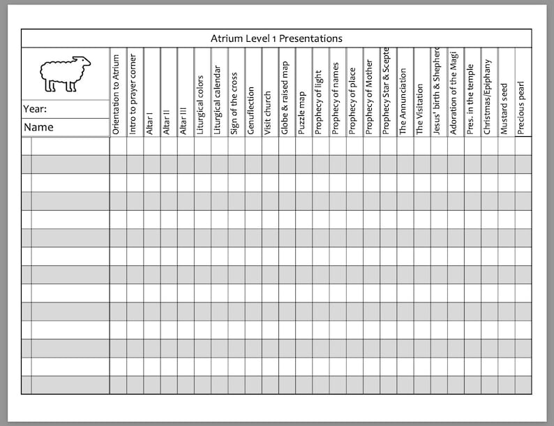 Level 1 in COLOR! Atrium Presentation Tracking Worksheet | Level 1 ...
