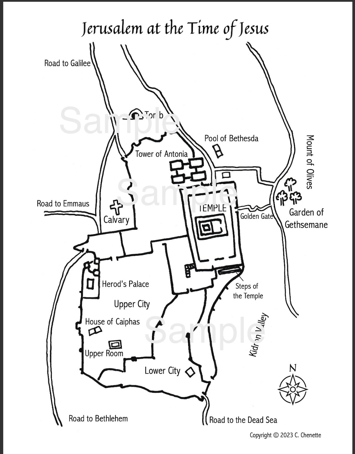 Map of Jerusalem at the Time of Jesus | CGS | Homeschool | Christian - Etsy