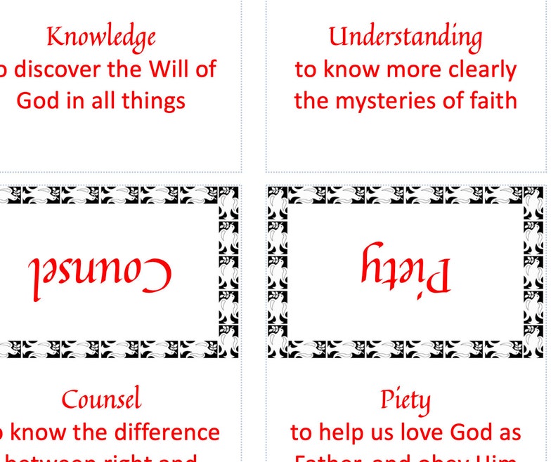 Pentecost Gifts of the Holy Spirit Cards Catechesis of the Good ...