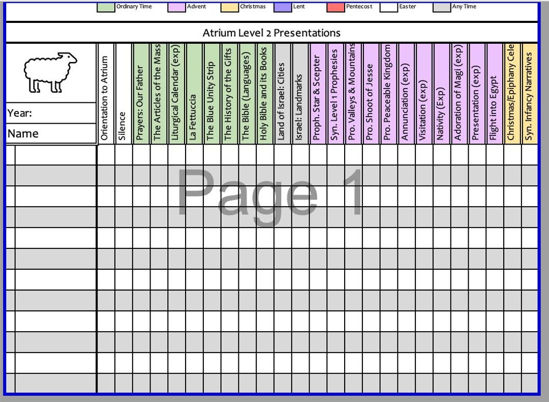 Level 2 in COLOR! Atrium Presentation Tracking Worksheet | Level 2 ...