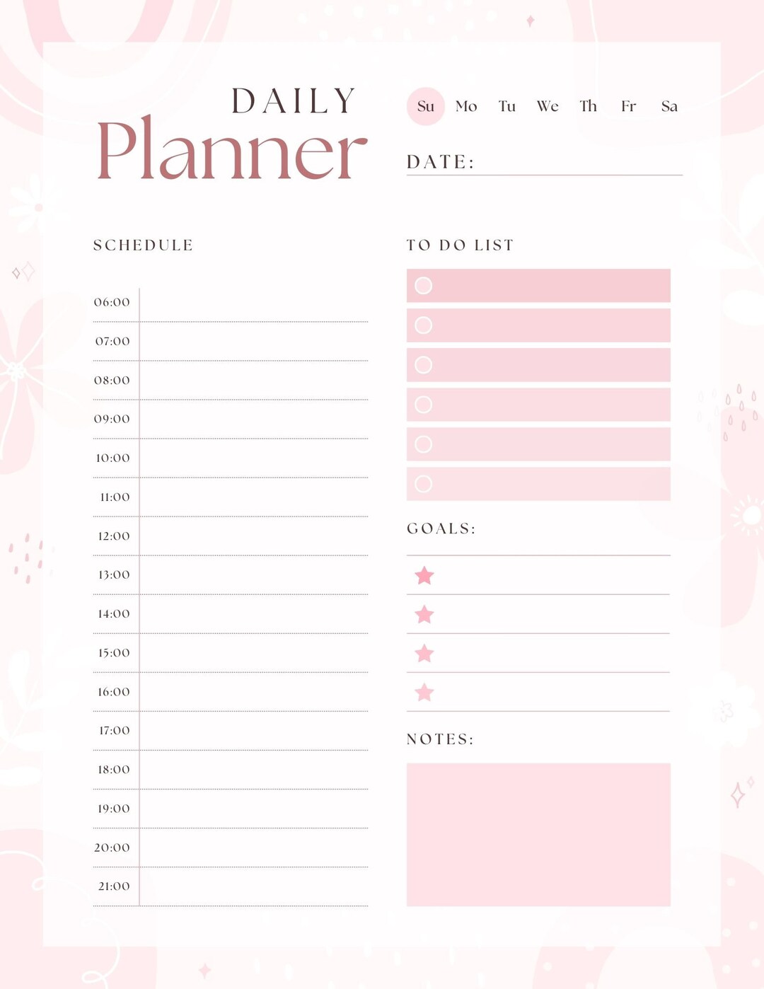 Daily Printable Planner, Instant Download, Daily Planner, Daily ...