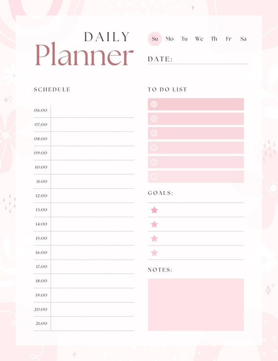 Daily Printable Planner Instant Download Daily Planner - Etsy