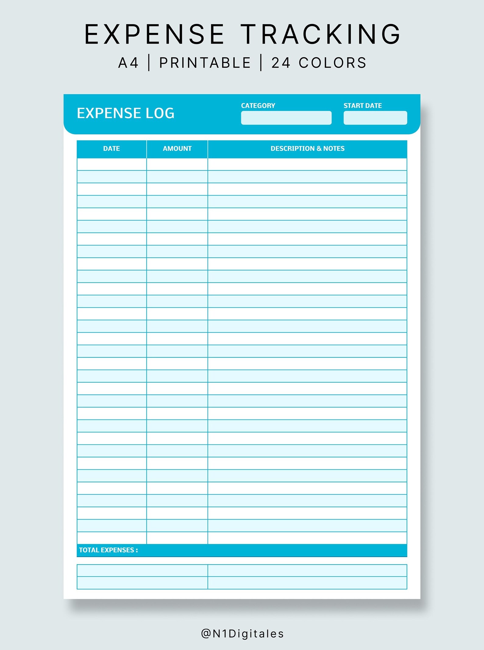 Printable Expense Log , Expense Tracker, Business Expense Tracker ...