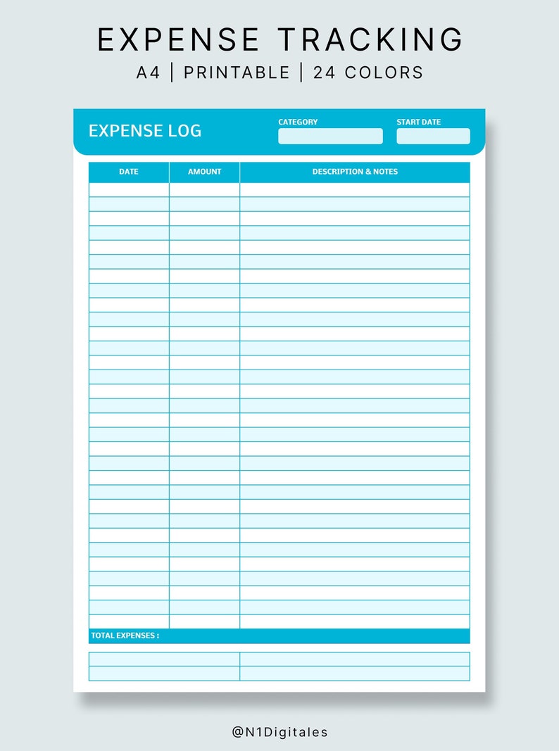 Printable Expense Log , Expense Tracker, Business Expense Tracker ...