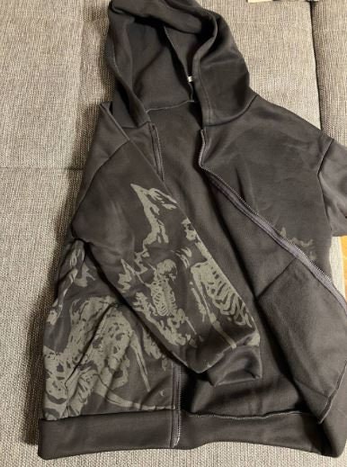 Y2K Skeletons on Fire Graphic Print Zip-up Oversized Harajuku - Etsy UK