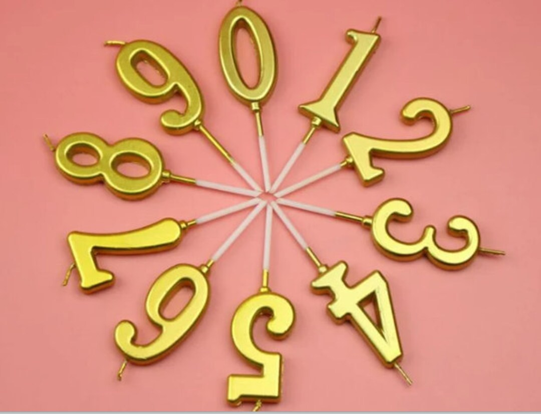 Gold Number Birthday Candle, Metallic, Party Supplies, Cake Topper ...