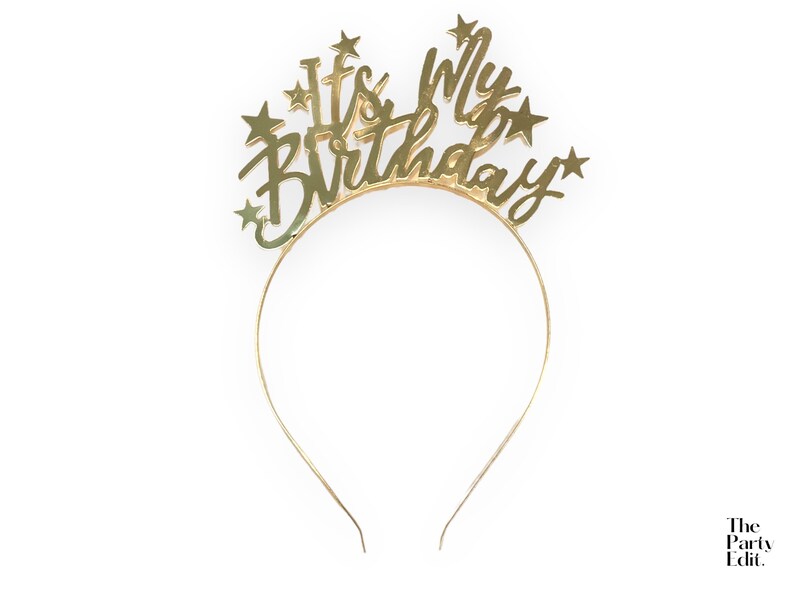 It's My Birthday Cursive Gold Crown With Stars Gold Metal - Etsy