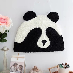 Tufted Punch Needle Panda Rug/beginner Punch Needle Kit With Yarn/all ...