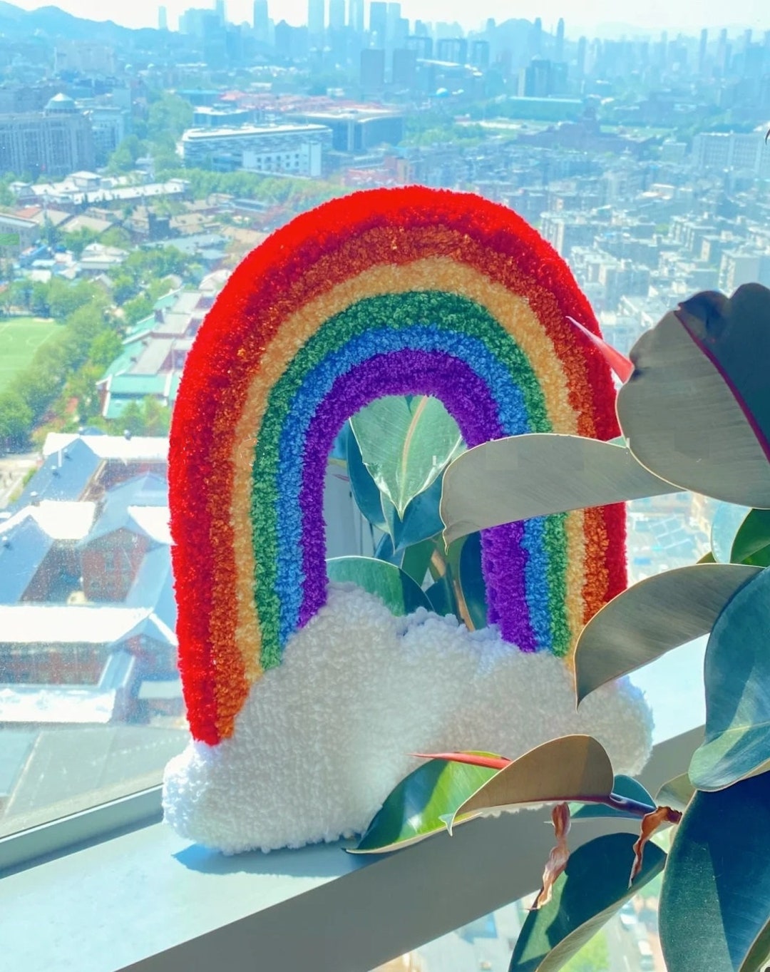 Tufted Punch Needle Rainbow Mirror/punch Needle Kit With Yarn/all ...