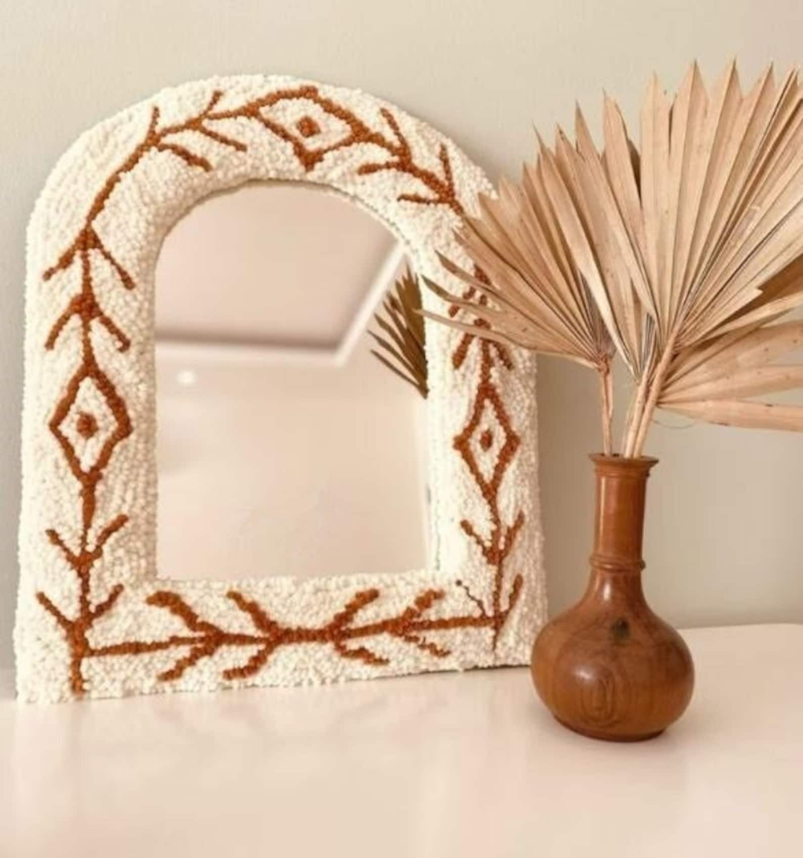 Tufted DIY Punch Needle Bohemian Fall Mirror/beginner Punch Needle Kit ...