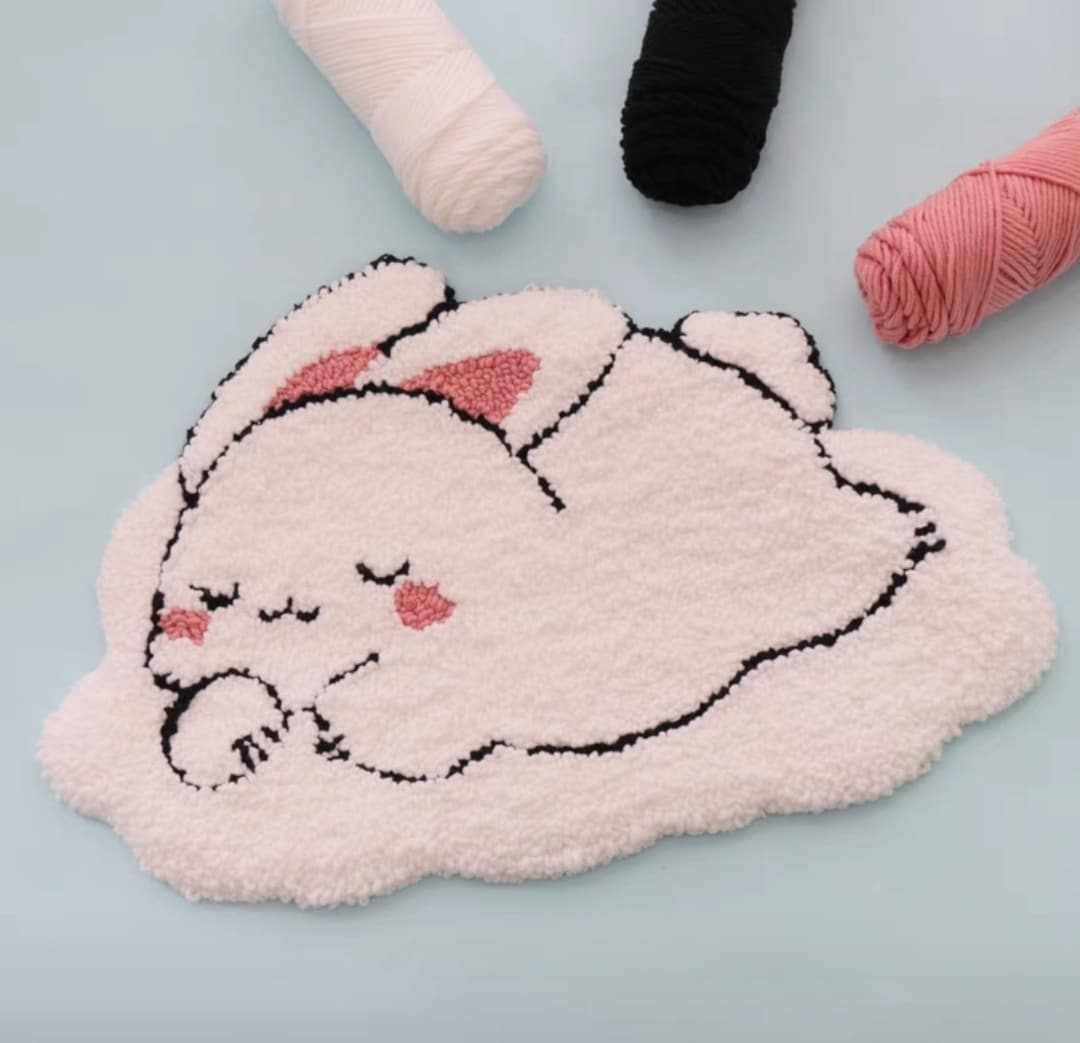 Punch Needle Beginner Kit Bunny Rug Room Decor/diy Kit With Yarn/all ...