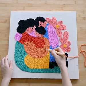 Tufted Punch Needle Kitty Sleeping Rug/beginner Punch Needle Kit With ...