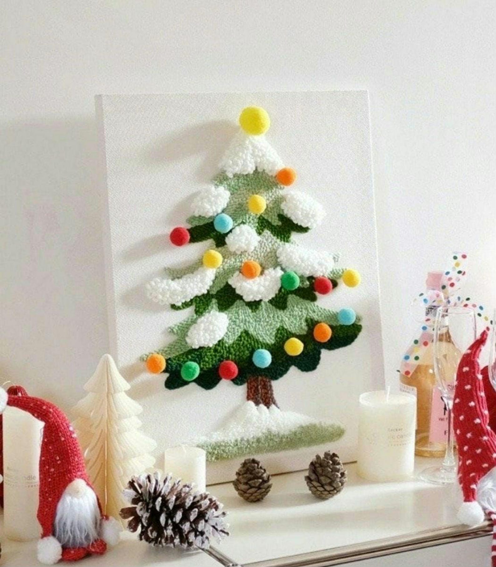 Christmas Tree Punch Needle Beginner Kit Tufting Room Wall Decor/ Kit ...