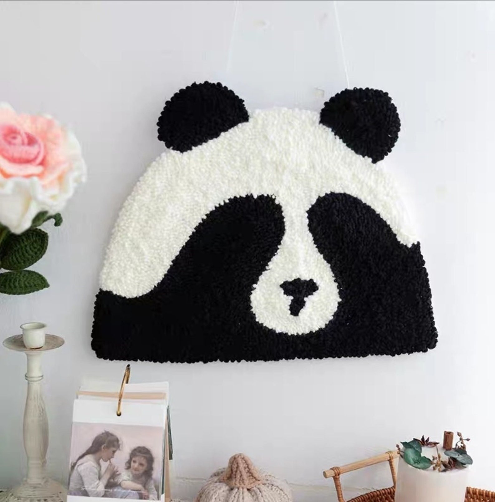 Tufted Punch Needle Panda Rug/beginner Punch Needle Kit With Yarn/all ...
