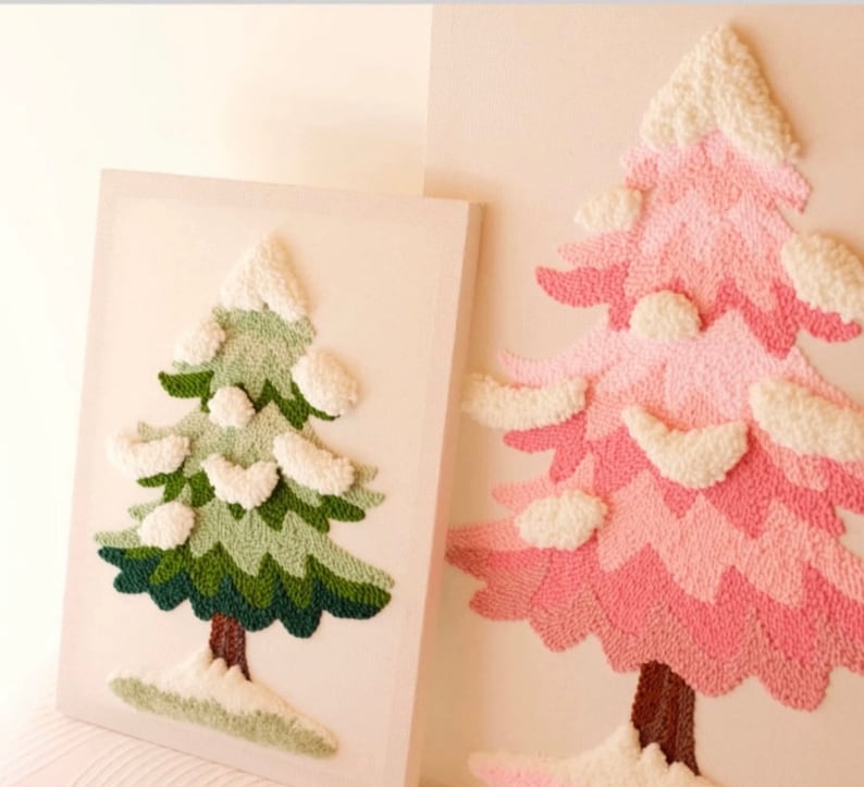Christmas Tree Punch Needle Beginner Kit Tufting Room Wall Decor/ Kit ...