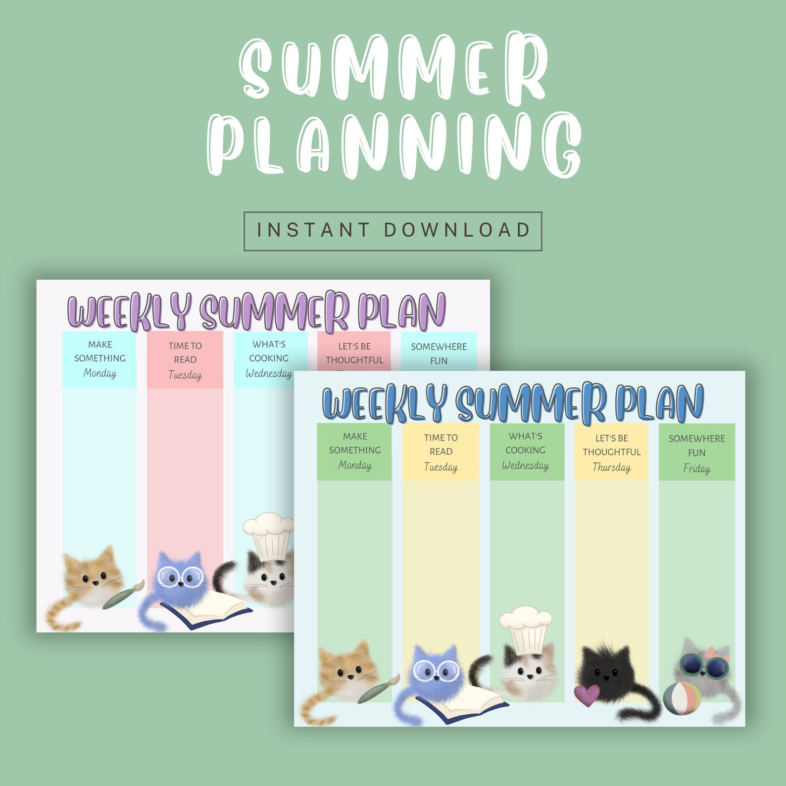 Summer Planning and Reading Chart Printables - Etsy