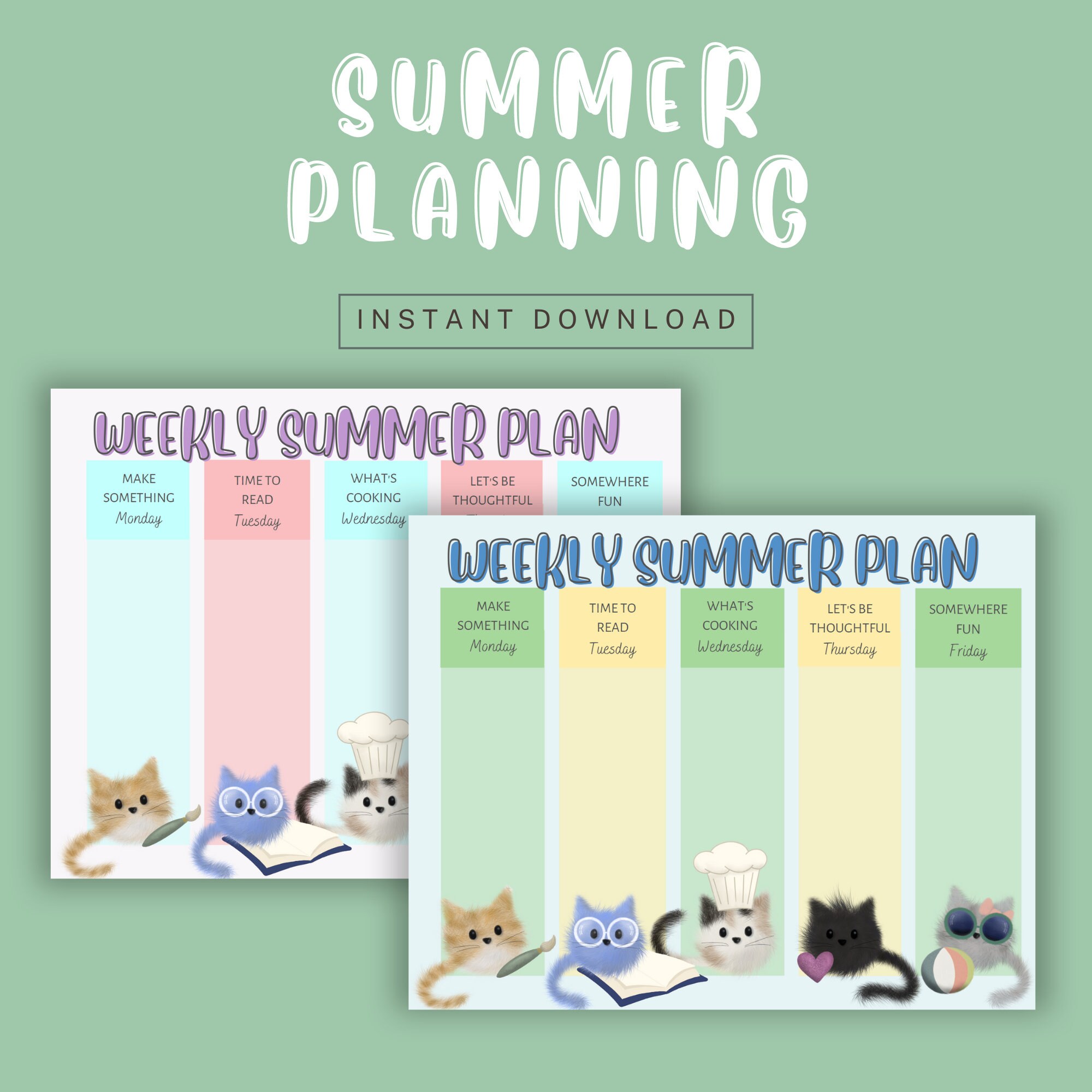 Summer Planning and Reading Chart Printables - Etsy